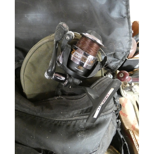 A complete picnic hamper together with fishing tackle and a snooker cue