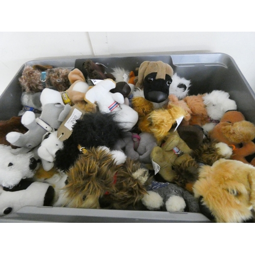 A large quantity of small soft toy dogs and The Dog Collection magazines