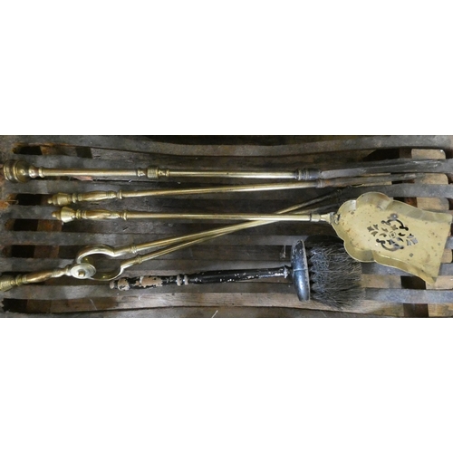 A pair of unusual wind up handle brass bellows together with a set of ...
