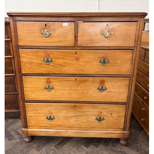 A Victorian mahogany chest of three long and two short drawers with ...