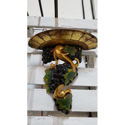 Pair of Hand Made Wooden Wall Shelf in Grapes Shape (H:33cm)