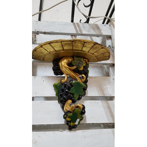 Pair of Hand Made Wooden Wall Shelf in Grapes Shape (H:33cm)