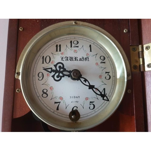 Laurain 31-Day Wall Clock in Wooden Case with Mechanical Key-Wound ...