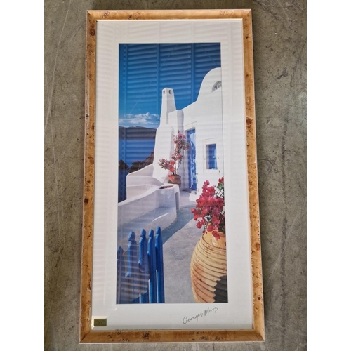 Framed Print of Santorini by George Meis, Ref: LS2065, (Approx. 55 x ...