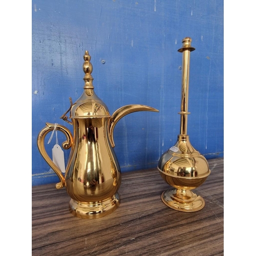 Arabic Style Coffee Pot Together with Rose Water Dispenser, Gold Tone ...