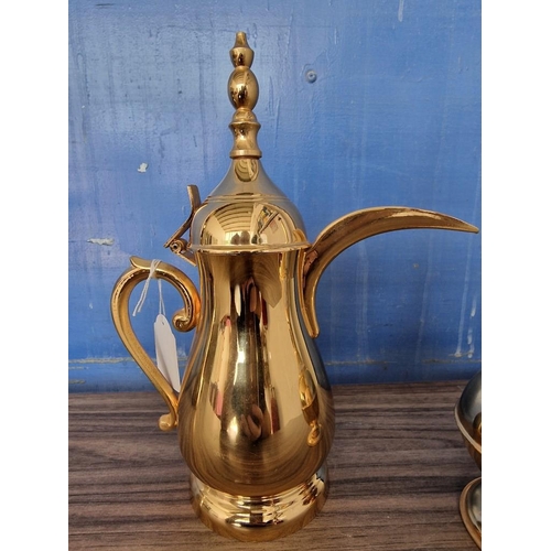 Arabic Style Coffee Pot Together with Rose Water Dispenser, Gold Tone ...