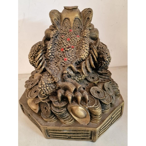 Large Chinese Feng Shui Lucky Money Frog Statue, 'For Good Luck ...