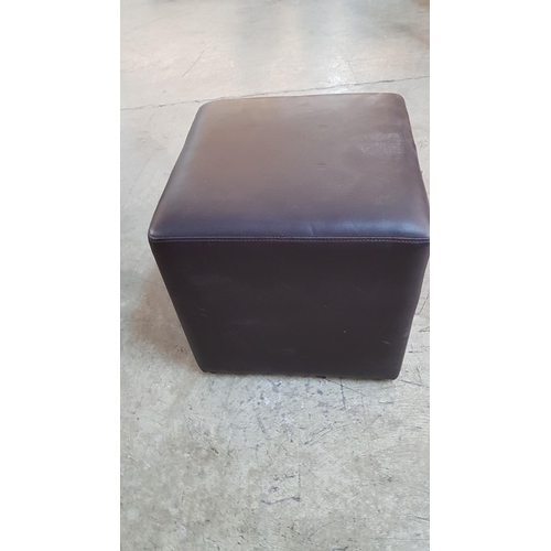 Set of 3 x Dark Brown Leather Effect Pouffe / Cube Stools (41.5cm x 41 ...