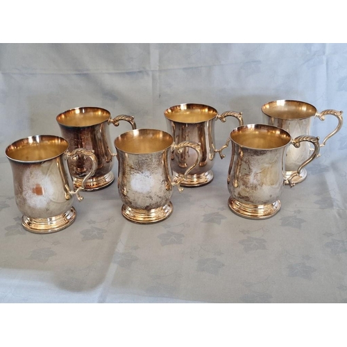 Set of 6 x Silver Plated Tankards, Made in England, (6)