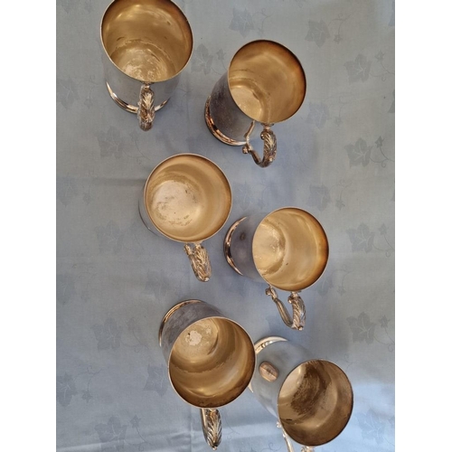 Set of 6 x Silver Plated Tankards, Made in England, (6)