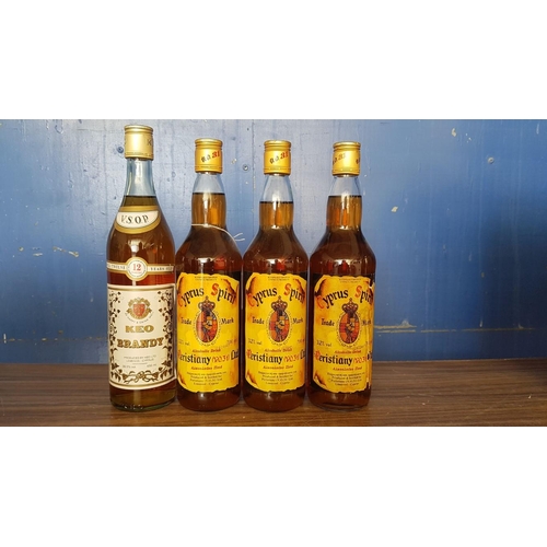4 x Bottles of Cypriot Spirits; KEO VSOP 12 Year Brandy, Together with ...