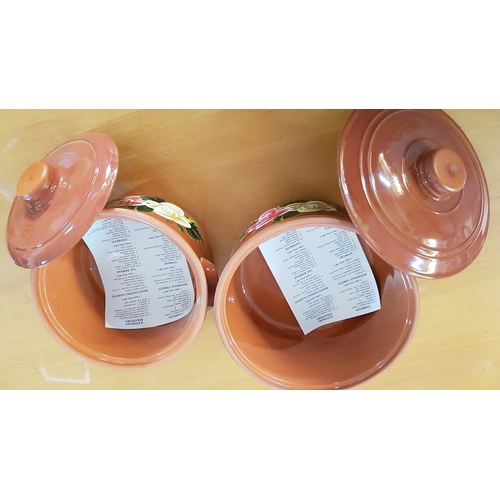 Rustic Style Terracotta Dishes with Lids and Hand Painted Floral ...