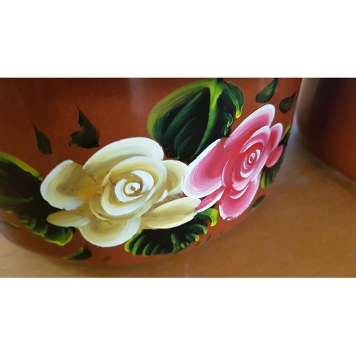 Rustic Style Terracotta Dishes with Lids and Hand Painted Floral ...