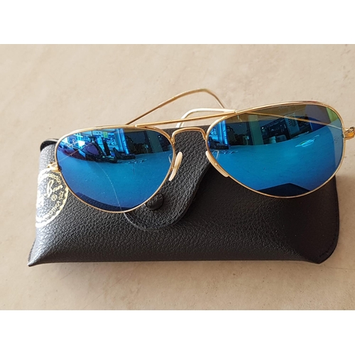 Ray Ban Reflective Flash Mirror Lens Thin Gold Metal Aviator Sunglasses ...