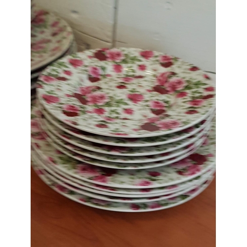 Victorian Rose Chintz Pattern Porcelain Dinner Set; 6 x Dinner Plates ...