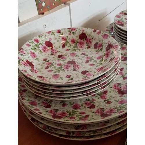 Victorian Rose Chintz Pattern Porcelain Dinner Set; 6 x Dinner Plates ...