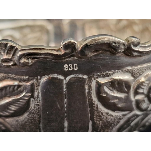 Decorative 3-Footed Silver (.830) Bowl with Floral Pattern, (Approx ...