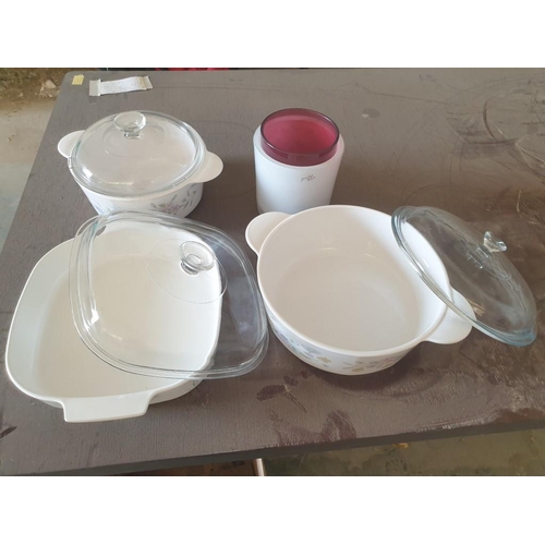 Set of 3 x Pyrex Dishes with Glass Lids and One Other