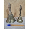 2 x Vintage Hand Bells, One with Wooden Handles, (Approx. Max. H: 21cm ...