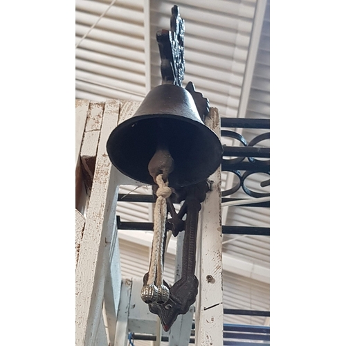 Vintage Cast Iron Wall Mounted Bell, with Floral Embellishment, (Approx ...