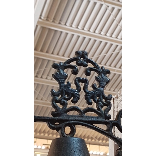 Vintage Cast Iron Wall Mounted Bell, with Floral Embellishment, (Approx ...