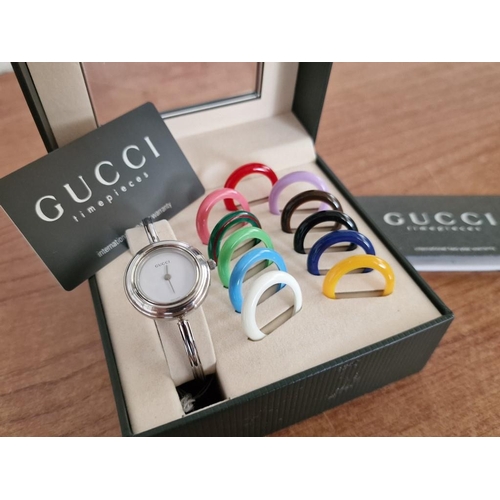 Gucci 'Change Bezel' Stainless Steel Ladies Wrist Watch with 12 x ...