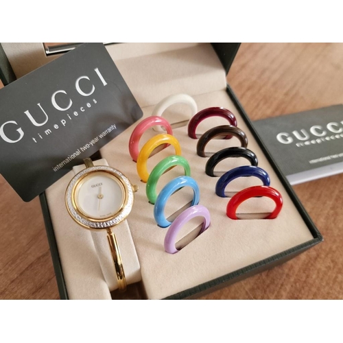 Gucci 'Change Bezel' Gold Plated Ladies Wrist Watch with 12 x ...