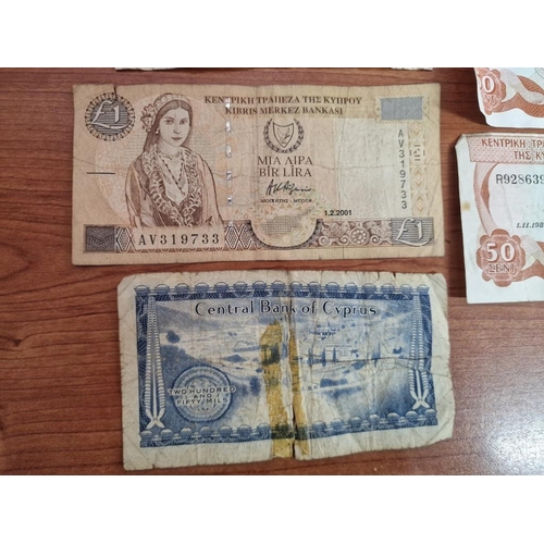 Collection of Assorted Early Cyprus / Cypriot Bank Notes; 250 Mils ...