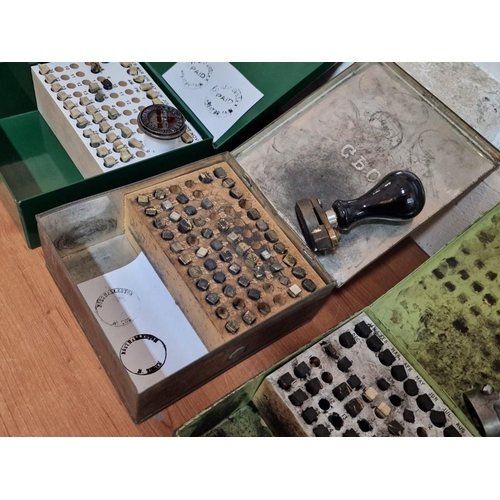 2 x Antique GPO (General Post Office) Counter Stamp Sets in Metal Tins ...