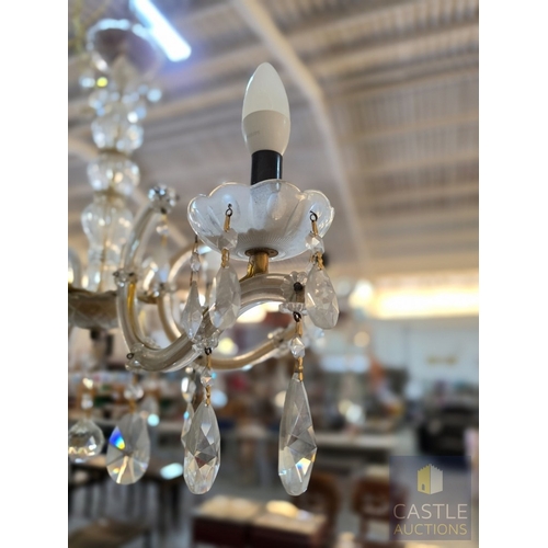 2 x Crystal Chandeliers; One 6-Arm and One 3-Arm, with Class Center ...