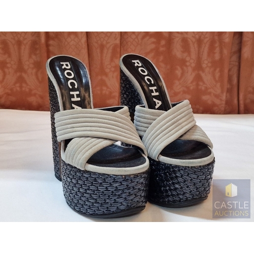 ROCHAS, Platform Mule Wedge Sandals Featuring Criss Cross Straps ...