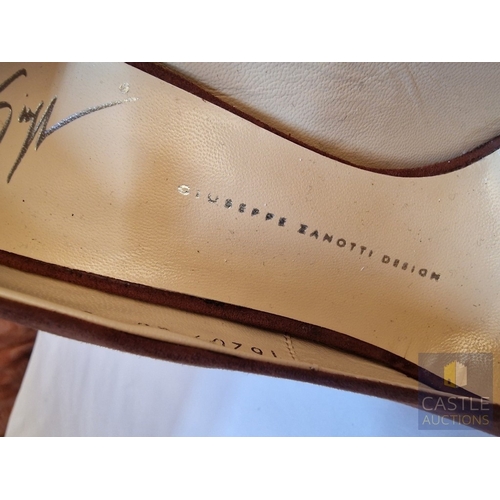 GIUSEPPE ZANOTTI Design Chocolate Suede Platform Peep-Toe Pumps ...
