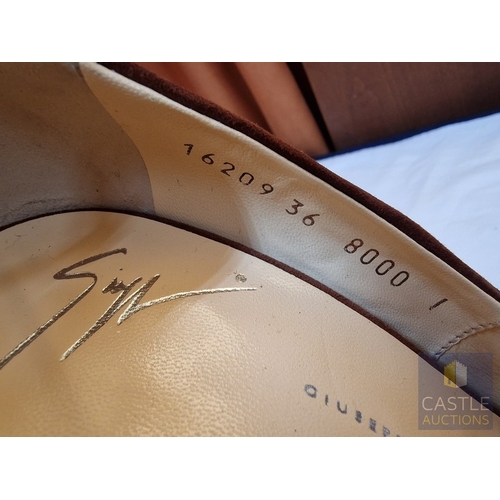 GIUSEPPE ZANOTTI Design Chocolate Suede Platform Peep-Toe Pumps ...