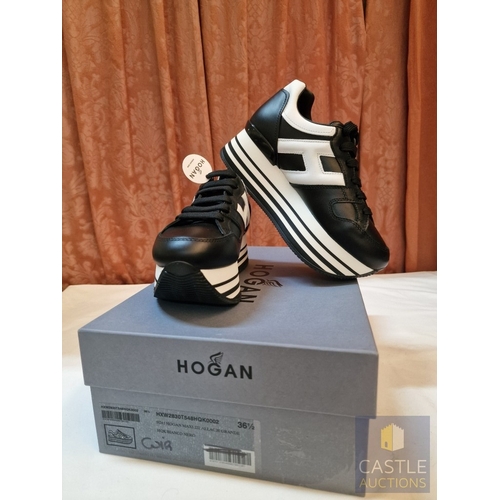 HOGAN MAXI H222, Platform Sneakers, Black and White Leather Model ...