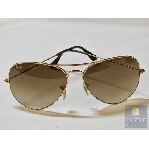 Ray- Ban Aviator Sunglasses, Gold- Tone Metal Frame and Brown Gradient ...