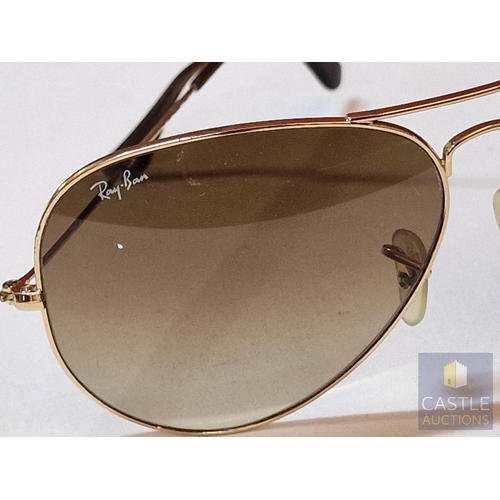 Ray- Ban Aviator Sunglasses, Gold- Tone Metal Frame and Brown Gradient ...
