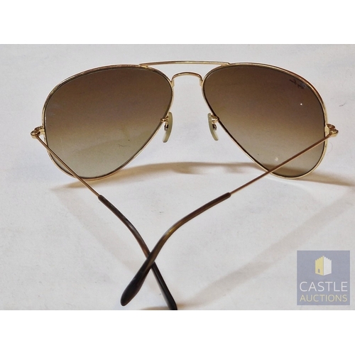 Ray- Ban Aviator Sunglasses, Gold- Tone Metal Frame and Brown Gradient ...