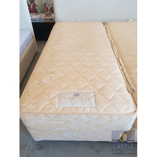 Super King Size Divan Base Bed with Cream Vinyl Padded Headboard & 2 x ...