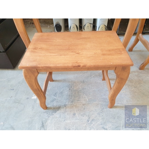 Pine Colour Wooden 2 Drawer Dressing Table With Mirror & Matching Stool ...