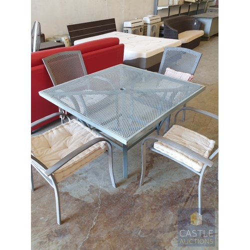 Square Steel Painted Outside Metal Table Together With 4 x Aluminium ...