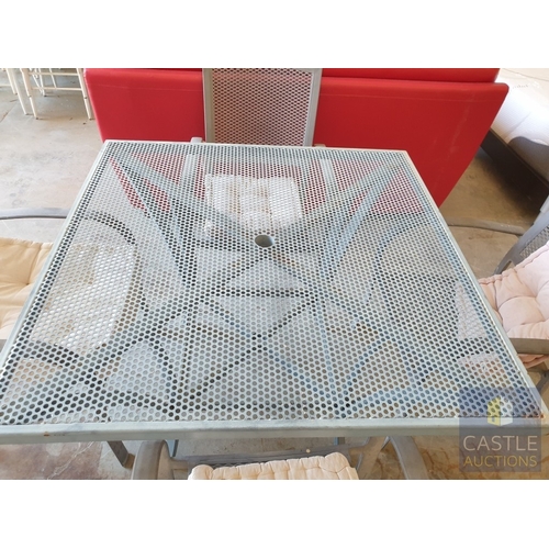 Square Steel Painted Outside Metal Table Together With 4 x Aluminium ...