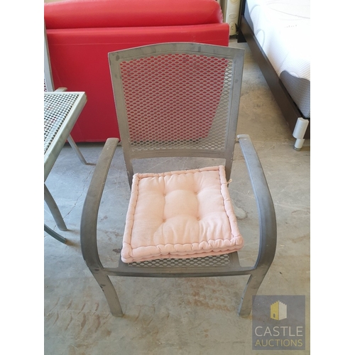 Square Steel Painted Outside Metal Table Together With 4 x Aluminium ...
