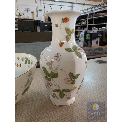 Wedgwood 'Wild Strawberry' Pattern Bone China Fruit Bowl, Vase and ...