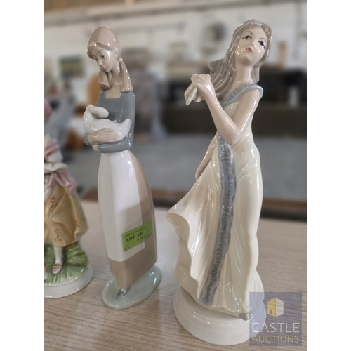 Nao Figurine of Girl with Swan, Together with Other Similar Lady ...