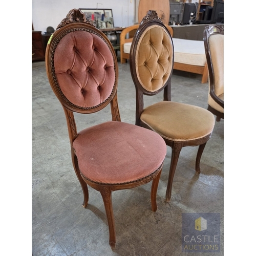 2 x Victorian-Style Wooden Balloon Back Dining Chairs, with Button Back ...