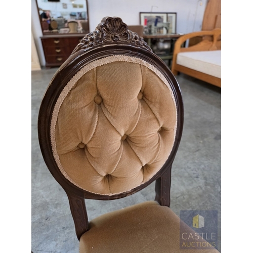 2 x Victorian-Style Wooden Balloon Back Dining Chairs, with Button Back ...