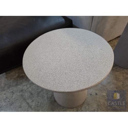 Heavy Modern Stone Effect Round Coffee / Side Table with Pedestal Base ...