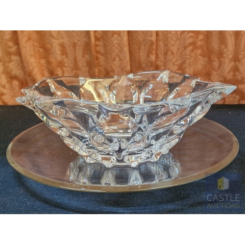 Glass Art, Heavy Clear Crystal Bowl of Lobed Star- Shaped Form with ...