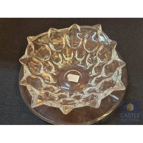 Glass Art, Heavy Clear Crystal Bowl of Lobed Star- Shaped Form with ...