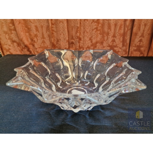 Glass Art, Heavy Clear Crystal Bowl of Lobed Star- Shaped Form with ...